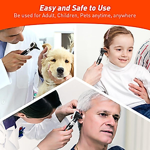 Scian Otoscope - Ear Scope with Light, Fiber Optic Otoscopes with Hard Plastic Case, Pocket Ear Infection Detector for Nurses,Kids,Elders,Home Use (Black)