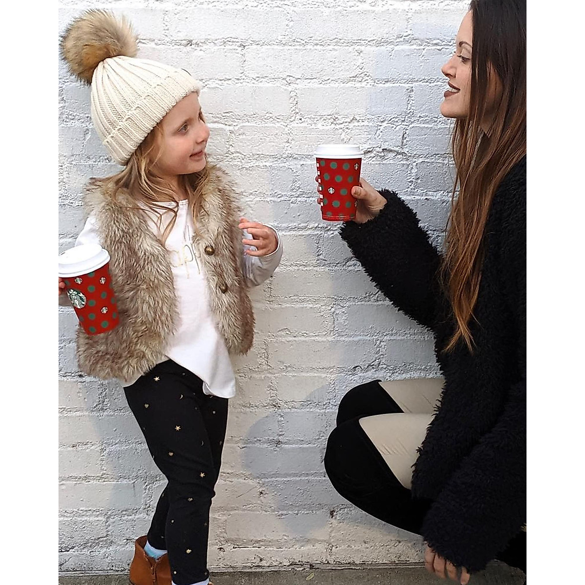 FURTALK Toddler Beanie Satin Lined Baby Boys Girls Winter Hats Pom Pom Beanies for Kids Beige