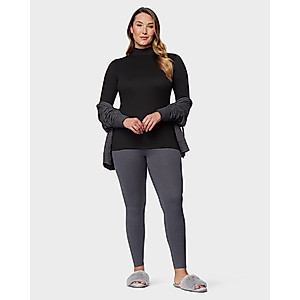 32 Degrees Women's Lightweight Baselayer Mock Top | Long Sleeve | Form Fitting | 4-Way Stretch | Thermal, Black, Large