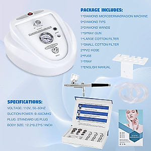 Upgraded 2 IN1 Diamond Microdermabrasion Machine, Beauty Star Professional Diamond Dermabrasion Facial Devices System at Home, Face Pore Cleansing Tool(65-68cmHg Vcuum Suction)