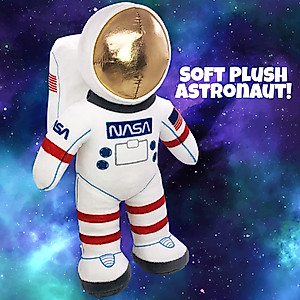 12” Plush Toy Astronaut Figurine, Realistic Astronaut Plush Toy with NASA & USA Flag Arm Patches, Super-Soft Stuffed, Space Decor Astronaut Toys for Kids 3-5, NASA Toys, Toddler Birthday Gift
