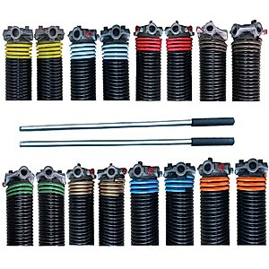 Pair of 2" Garage Door Torsion Springs with Non-Slip Winding Bars, Quality Precision Electrophoresis Black Coated, Minium Life 18,000 Cycles (.273 x 2 x 36)