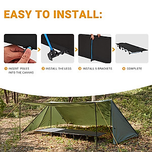 FUNDANGO Camping Cot Bed, Extra Long Lightweight Folding Compact Portable Sleeping Cot for Adult, Backpacking, Hiking, Camping, Travel, Office Nap, Outdoor, Indoor, Black