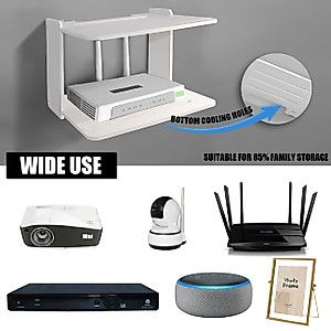 Projector Mount Shelf, Projector Wall Mount Shelf 2 Layers Wall Mount Floating Shelves Wall Hanging Shelf for Router Projector Camera TV Accessories 2 Installation Methods Ventilation Design