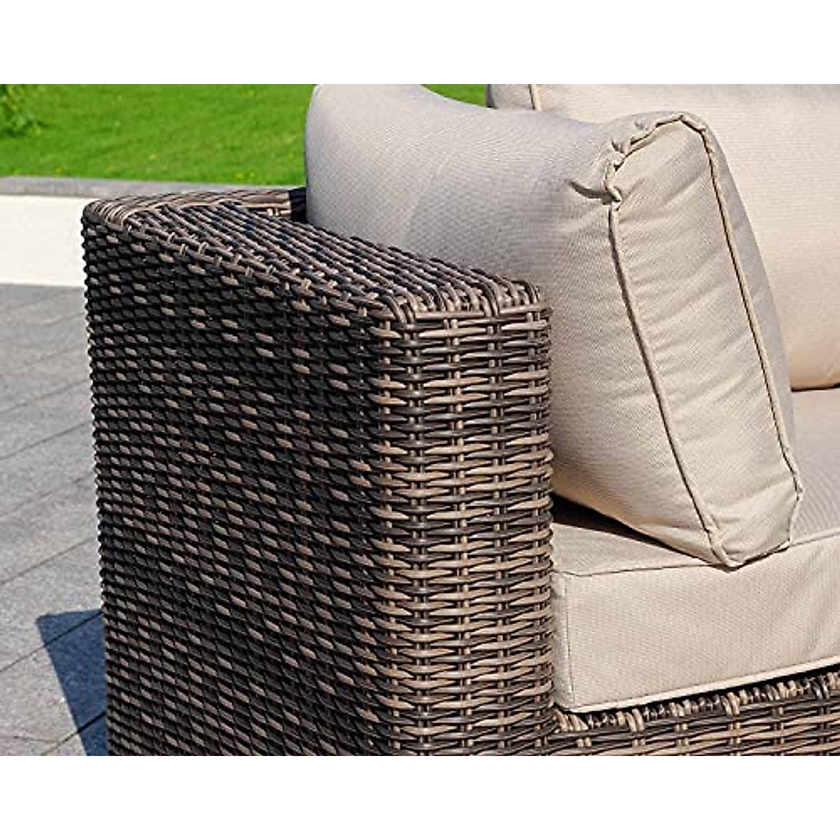 SUSIE'S GARDEN Wicker Patio Furniture Conversation Set No Assembly Outdoor Sectional Sofa Aluminum Brown Couch Modern Deck Rattan Furniture (6pcs Conversation Set)