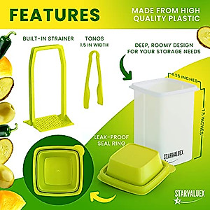 Pickle Pal Pickle Container with Strainer | Jalapeno Container with Pickle Grabber | Pickle Jar with Strainer Flip for Olives, Fruit, Veggie Containers | Pickle Holder 40 oz | Chamoy Pickle Kit