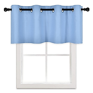 DECOVSUN Sky Blue Valances for Windows 52X18 Inches Blackout Thermal Insulated Valance with Grommet Top for Kitchen Living Room Short Straight Drape Valance for Bedroom Kids Room 1 Panel