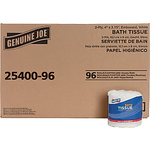 Genuine Joe GJO2540096 2-ply Standard Bath Tissue Rolls White, 96 rolls