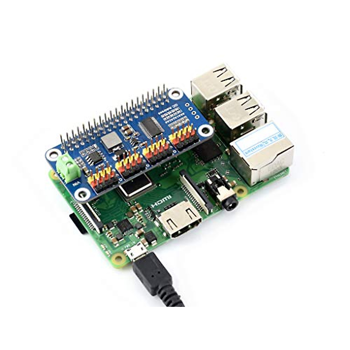waveshare Servo Driver Hat for Raspberry Pi 3B+ 3B 2B Zero WH Zero W Zero 16 Channel PWM Outputs 12 Bit Resolution I2C Interface