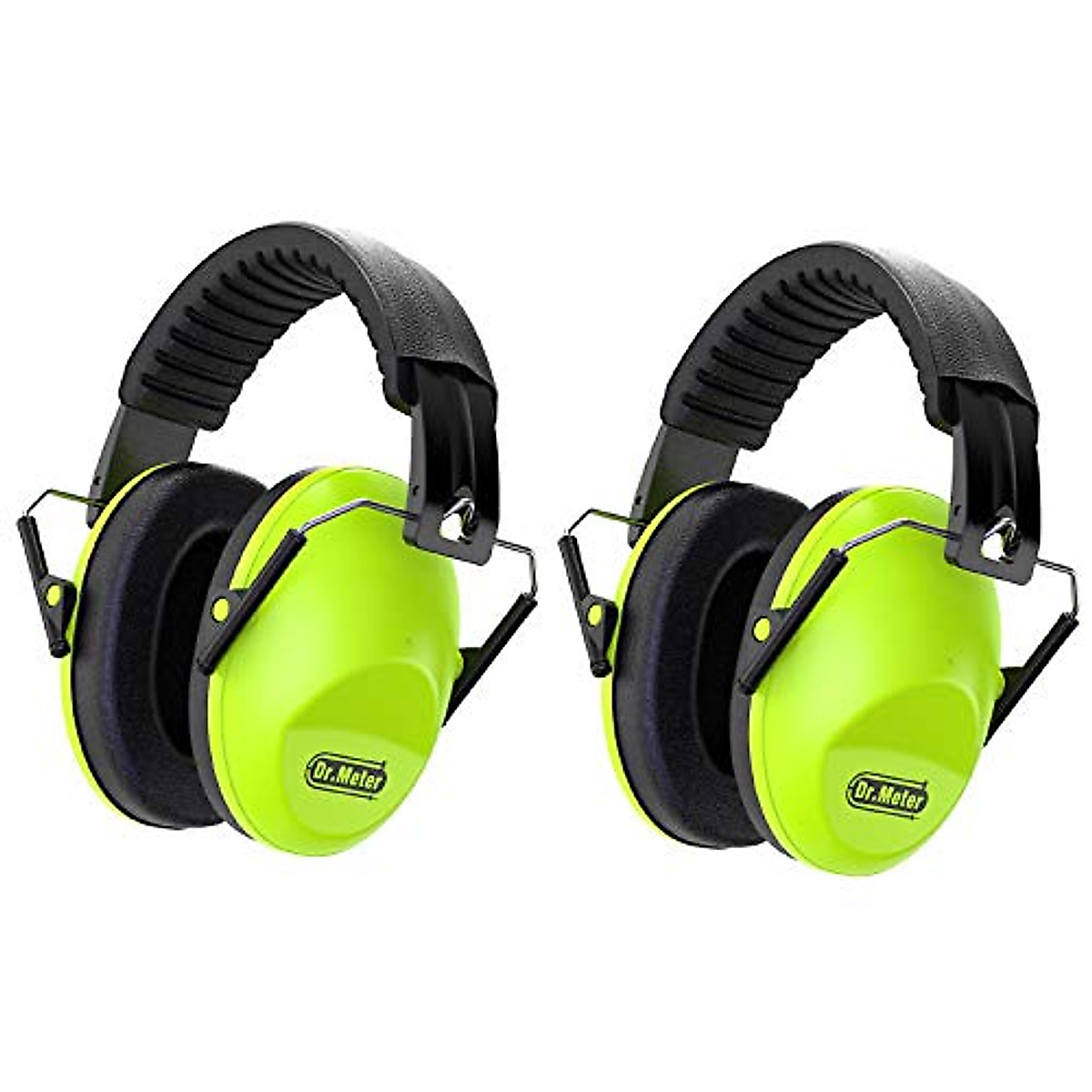 Dr.meter Ear Muffs for Noise Reduction: EM100 27.4 NRR Kids Noise Cancelling Headphones with Adjustable Headband - Kids Ear Protection for Shooting Mowing and Sleeping - 2 Packs, Green & Green