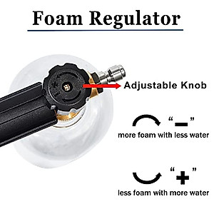 Raincovo Foam Cannon with 1/4 Inch Quick Connector, Transparent Bottle, Snow Foam Lance with 5 Pressure Washer Nozzle Tips