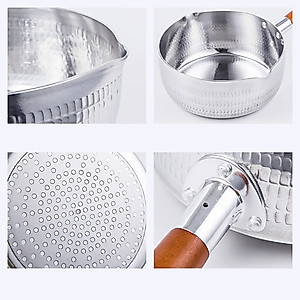 Yukihira Saucepan, Traditional Japanese Yukihira Pot Stainless Steel Saucepan Milk Sauce Pan Wooden Handle (7 inch 1.7 Quart)
