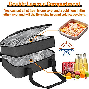 ASXSONN Insulated Casserole Carrier, Double Casserole Carrier for Hot or Cold Food, Expandable Casserole Carrier for Potlucks, Dinners, Picnic, Travel, Fits 9"x13" Baking Dish