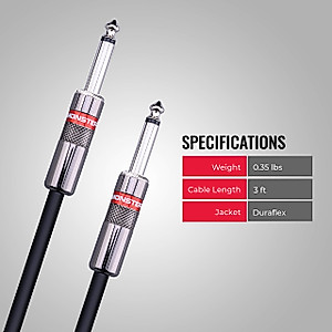Monster Prolink Classic Speaker Cable: Straight to Straight, 3 ft, Straight 1/4 Plugs