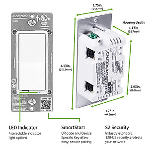 Enbrighten 52252 Z-Wave Plus Smart Light Dimmer with QuickFit and SimpleWire, Compatible with Alexa, Google Assistant, Zwave Hub Required, Repeater/Range Extender, 3-Way, White & Light Almond