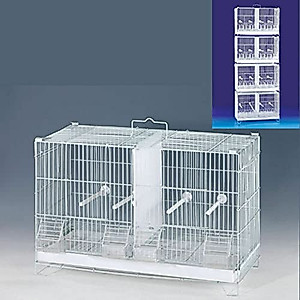 4 of Stack and Lock Double Breeder Cage Bird Breeding Cage with Removable Center Dividers and Breeder Doors (White)
