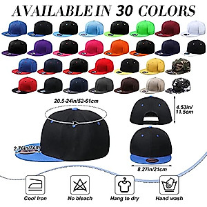 Hicarer 30 Pcs Hats for Men, Flat Cap Bulk Plain Flat Brim Baseball Caps(Bright Color, Stylish Style) Solid Colors