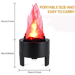 Electronic LED Fake Fire Flame Simulated Flame Effect Light No Heat Base Support Halloween Artificial Flame 3D Campfire Centerpiece for Christmas, Festival Night Clubs (3D Triangle Flame)