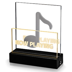 OOOMART.COM Now Playing Vinyl Record Stand, Vinyl Record Display Stand, Brown and Black Vinyl Record Player Stand with Built-In LED Light, Battery Power Supply is More Convenient