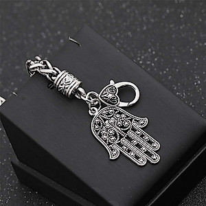 AILUOR Hamsa Hand of Fatima Silver Bracelet - Evil Eye Protection Silver Tone Alloy Charm Jewelry Lucky Success Pendant Friendship Handmade Bracelet Men Women (Silver)