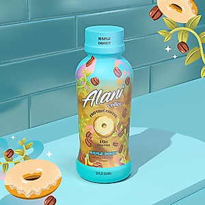 Alani Nu Protein Coffee MAPLE DONUT | Ready To Drink Cold Brew with 10g of Protein | 100mg Caffeine | 90 Calories, Naturally Flavored | 12 Fl Oz Bottles | 12 Pack
