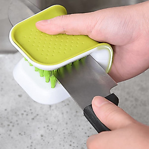 TOSSPER 1 Set Cutlery Cleaner Silverware Scrubber for Inside The Sink Utensil Scrubber with Suction Cups, Blue