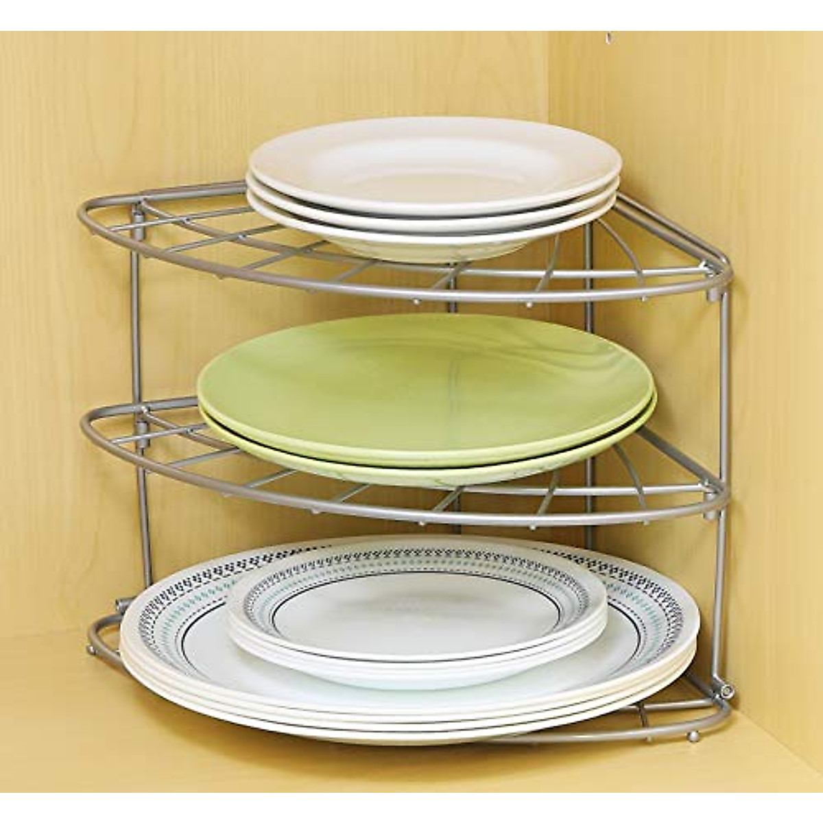 Simple Houseware 3-Tier Counter Corner Shelf Organizer, Silver
