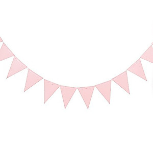 ZOOYOO 20 Feet Pink Glitter Pennant Banner, Paper Triangle Flags Bunting for Baby Birthday Party, Wedding Decor, Baby Shower, 30pcs Flags, Pack of 1(One 20 Feet or Two 10 Feet)