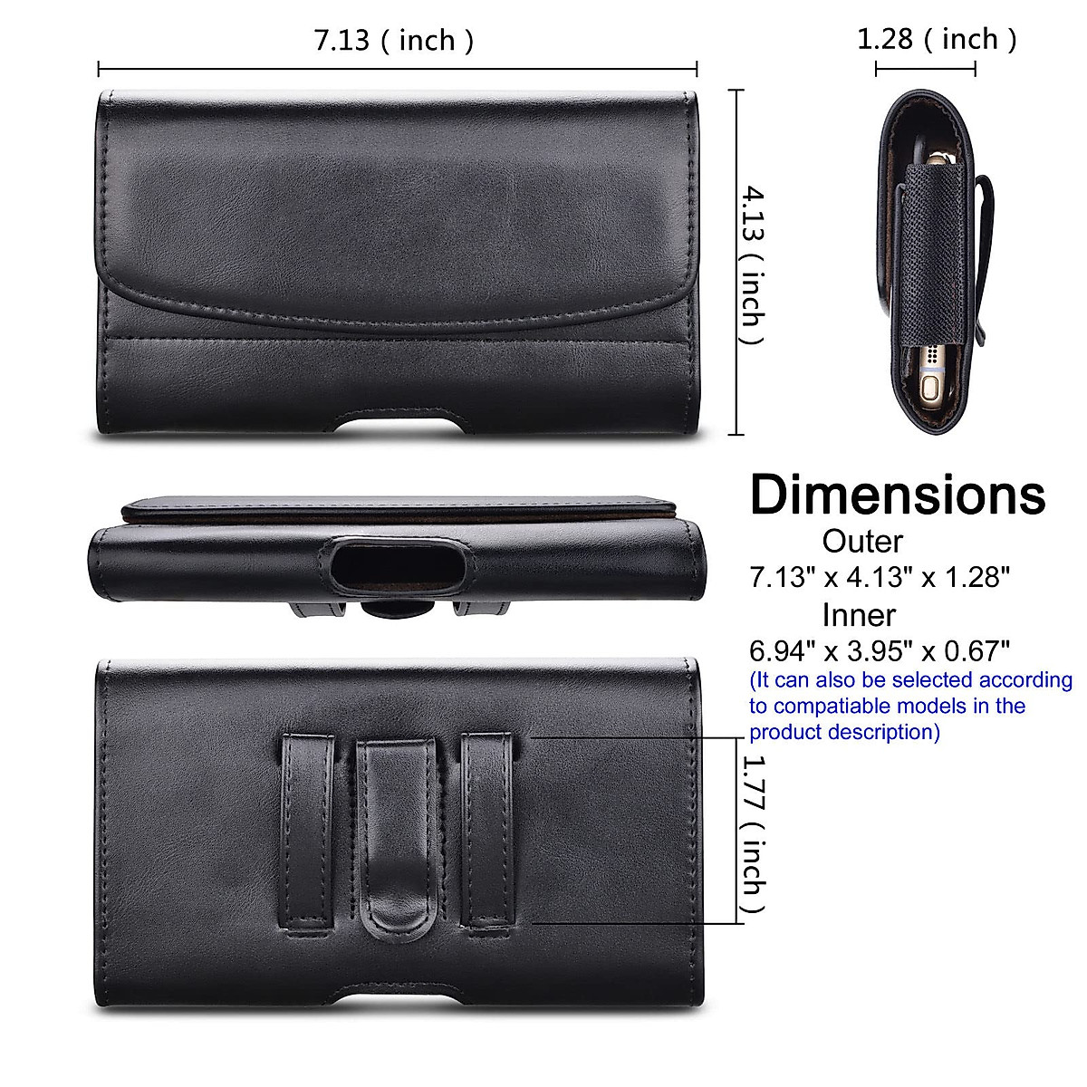 Tiflook Phone Holster for Samsung Galaxy S24 S23 S22 S21 Ultra S20 FE S10 S9+ S8+ Note 20 Note 10 Plus A12 A32 A52 A02S A11 A21 A51 PU Leather Cell Phone Pouch with Belt Clip Loop Card Holder,Black