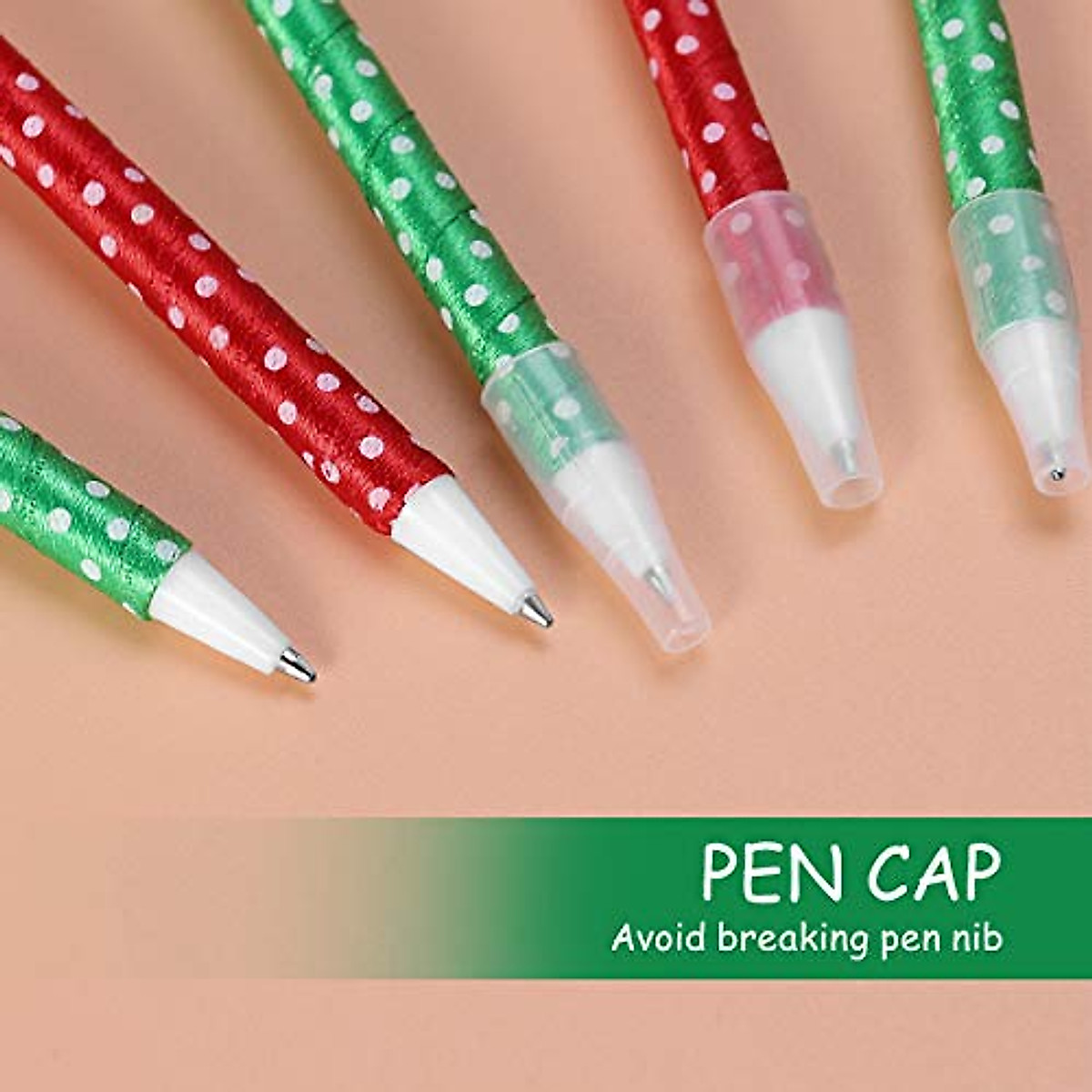 NUOLUX 6Pcs Red and Green Christmas Ballpoint Pen Themed Jingle Bell Pen for Christmas Holiday Festive Party Favors Gift Pens
