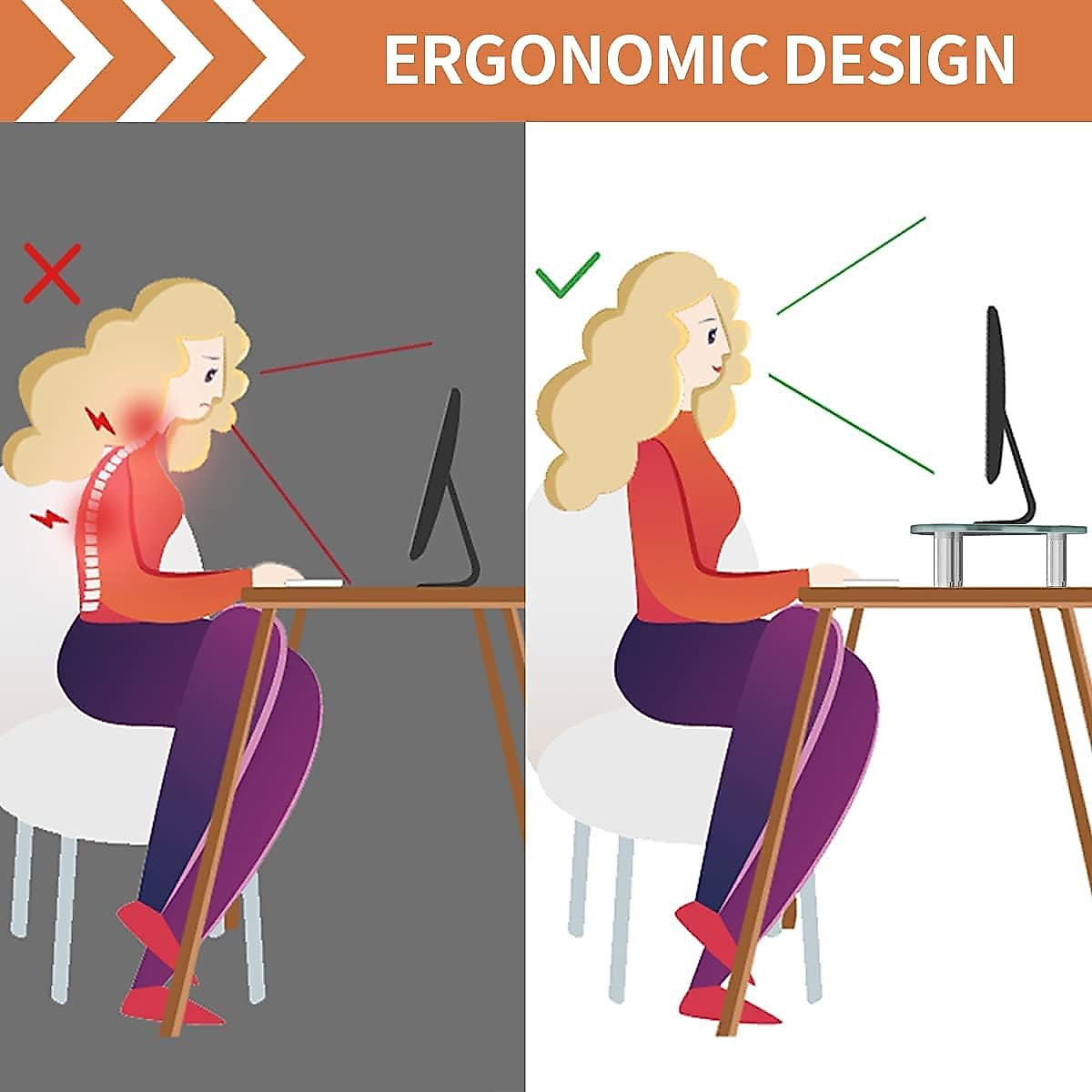 Hemudu Clear Glass Computer Monitor Riser / Triangle Desktop Universal Corner Stand for Computer Monitor & Laptop HD01T-003