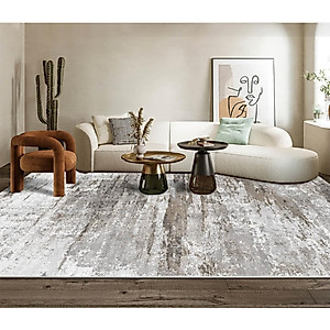 OMERAI Washable Rug 8'x10' Abstract Machine Washable Rugs Ultra-Thin Area Rugs for Living Room Non Slip Stain Resistant Modern Large Carpet for Bedroom Dining Room Office Brown Rug Washable,(Brown)