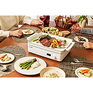 Dr.HOWS Doran Doran 3 in 1 Electric Skillet, Combo Multi Cooker, Rectangle Hot Pot Fryer Pan Griddle and Grill with Safe Nonstick Coating, Steady Heat, Glass Lid (yellow)