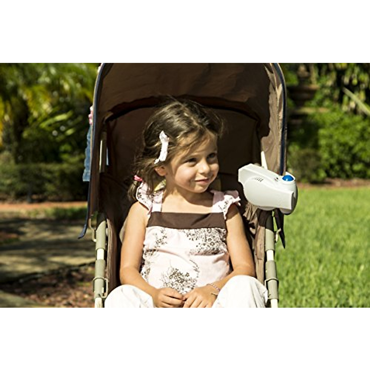 Portable Baby Stroller Fan with LED Lights - Cool on the Go Clip On Fan - Versatile Hands-Free Personal Cooling Device/Compact USB Fan - Bladeless Desk Fan White/Green