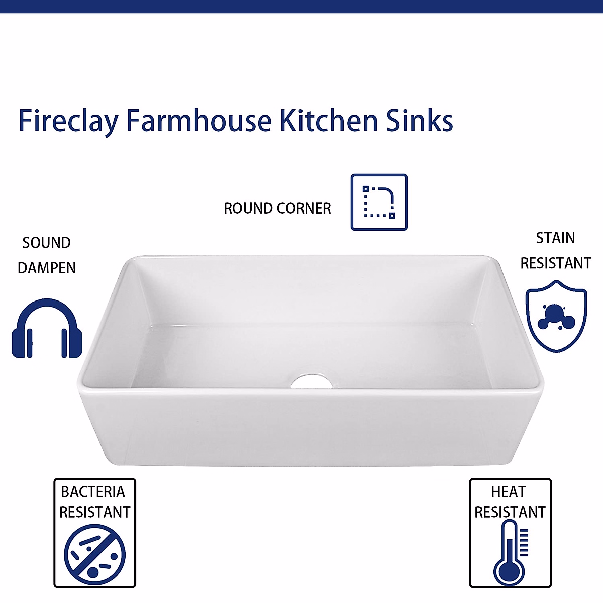 DeerValley Farmhouse Sink, DV-1K505 Grove 36"L x 18"W Fireclay Farmhouse Sink White Apron Front Deep Single Bowl Kitchen Sink with Sink Grid and Basket Strainer