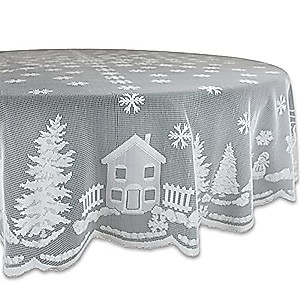 Pleaseedo 𝐗𝐌𝐀𝐗 𝐆𝐈𝐅𝐓 Christmas Lace Tablecloth, Round Lace Tablecloth for Round Table 70 Inch, White Snowflake Christmas Lace Table Cover, Round Tablecloths for Holiday Party Decoration