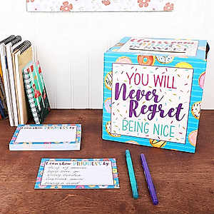 Classroom Kindness Cards and Ballot Box for Elementary Students (8x8 in, 50 Cards)