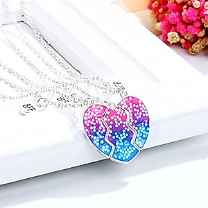 3Pcs Cute Half Broken Heart Koala Panda Engraved BFF Pendant Necklace for Best Friend Women Girl Men Boy Lovely Love Heart Animal Necklace Friendship Jewelry Birthday Gift-C heart