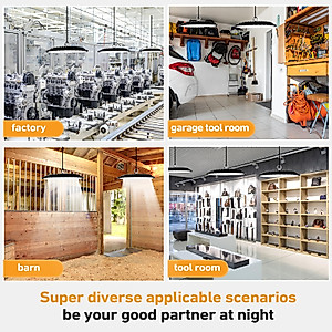 Retisee 2 Pieces 150W UFO LED High Bay Light, 120V Waterproof Commercial Bay Lighting, 6000-6500K Daylight 16500LM with Power Cord, Hanging Shop Light Fixtures for Workshop Garage Factory Warehouse