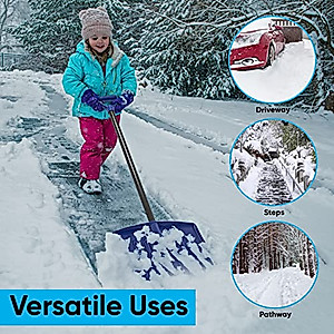 Superio Kids Snow Shovel for Driveway, Plastic Heavy Duty Shovel for Snow Removal with D Grip Metal Handle Small Navy Blue Kids Shovel Sturdy, 35“ Height, Durable Plastic 12" Wide Blade, Snow Fun (3)