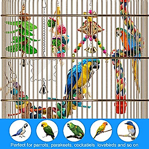 Bird Swing Toys 6pcs AOPMET, Parrot Swing Chewing Toys Hanging Perches with Bells, Pet Bird Swing Chewing Toys for Parakeets Cockatiels, Conures, Parrots, Love Birds