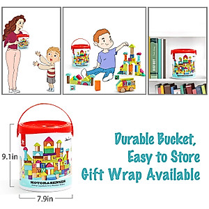 TOP BRIGHT Wooden Building Blocks Toddlers 1-3,Baby Blocks 12-18 Months,Toy Blocks for 1 2 3 Year Old 80 Piece