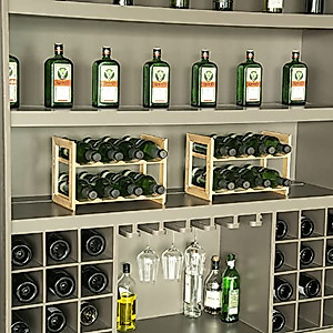 AEEHFENG Water Bottle Organizer - Stackable Bamboo Water Bottle Storage Rack for Cabinet Holds up to 16 Bottles - 4 Tier Adjustable Freestanding Cup Holder for Kitchen Countertop Pantry Organizing