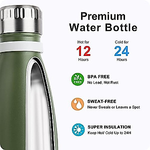 Mollcity Small Water Bottles for Kids -9 oz Stainless Steel Insulated Vacuum Water Bottle for School Metal Leak Proof Cola Shape Mini Water Bottle for Boys (Grass Green)