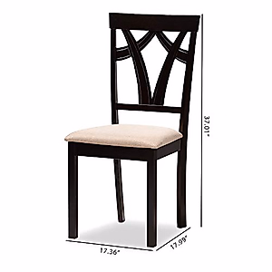 Baxton Studio Sylvia Dining Chair and Dining Chair Sand Fabric Upholstered and Espresso Brown Finished Dining Chair