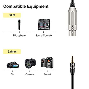 J&D XLR to 3.5mm Microphone Cable, PVC Shelled XLR Female to 3.5mm 1/8 inch TRS Male Balanced Cable XLR to TRS 1/8 inch Adapter for DSLR Camera, Computer Sound Card, 3 Feet