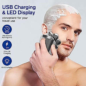 Mr.wintek Magnetic Head Shavers for Bald Men, 5-in-1 Electric Razor IPX5 Waterproof for Men, Cordless Electric Head Shavers with Beard Nose Hair Trimmer, Grooming Kit with LED Display