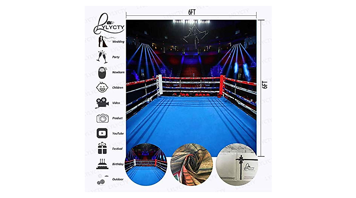 Boxing Birthday Backdrop 6x6ft for Kids Sports Photo Booth