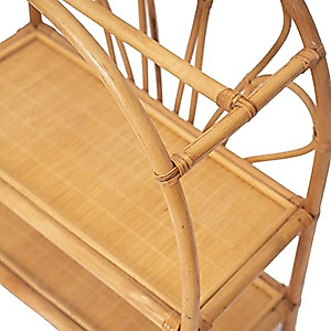 B BEMIAO CRAFTS Rattan Shelf Standing, Stand Utility Storage Shelf, Decorative Storage Organizer, Boho Shelf Decor for Kitchen, Bathroom, Nursery, 15.7" x 8.26" x 19.3"