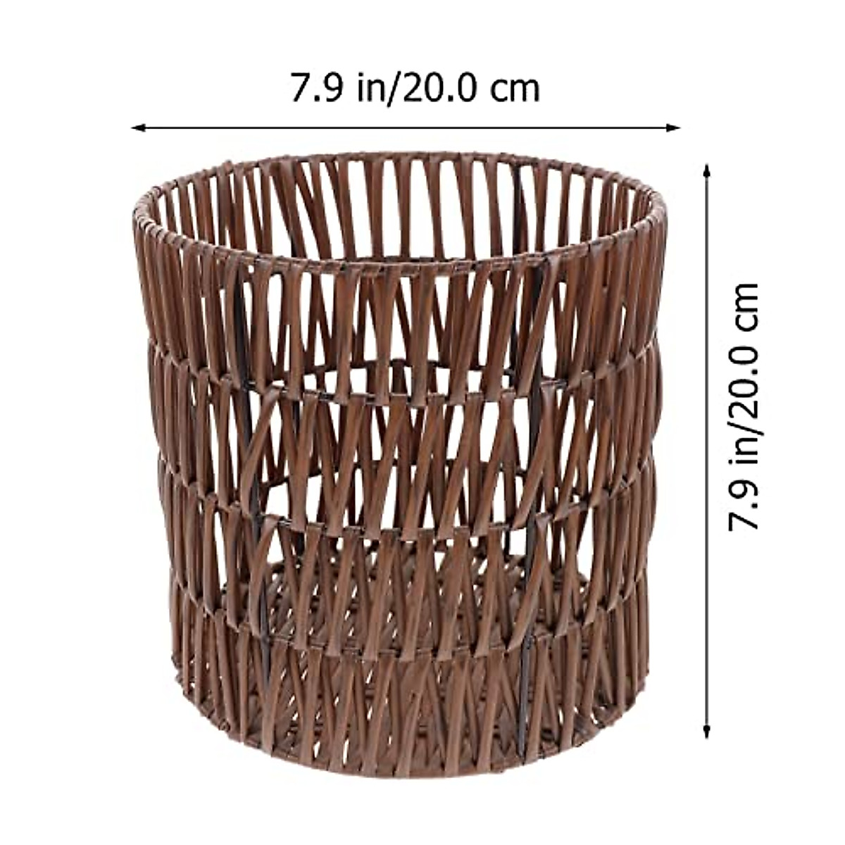 Gatuida Small Woven Basket Trash Can Wastebasket Round Wicker Waste Paper Bin Storage Basket for Bedroom, Bathroom, Office(Brown)